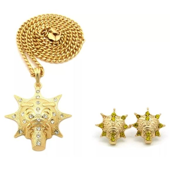 Accessories | Glogang Gold Earrings And Chain Set Chief Keef | Poshmark